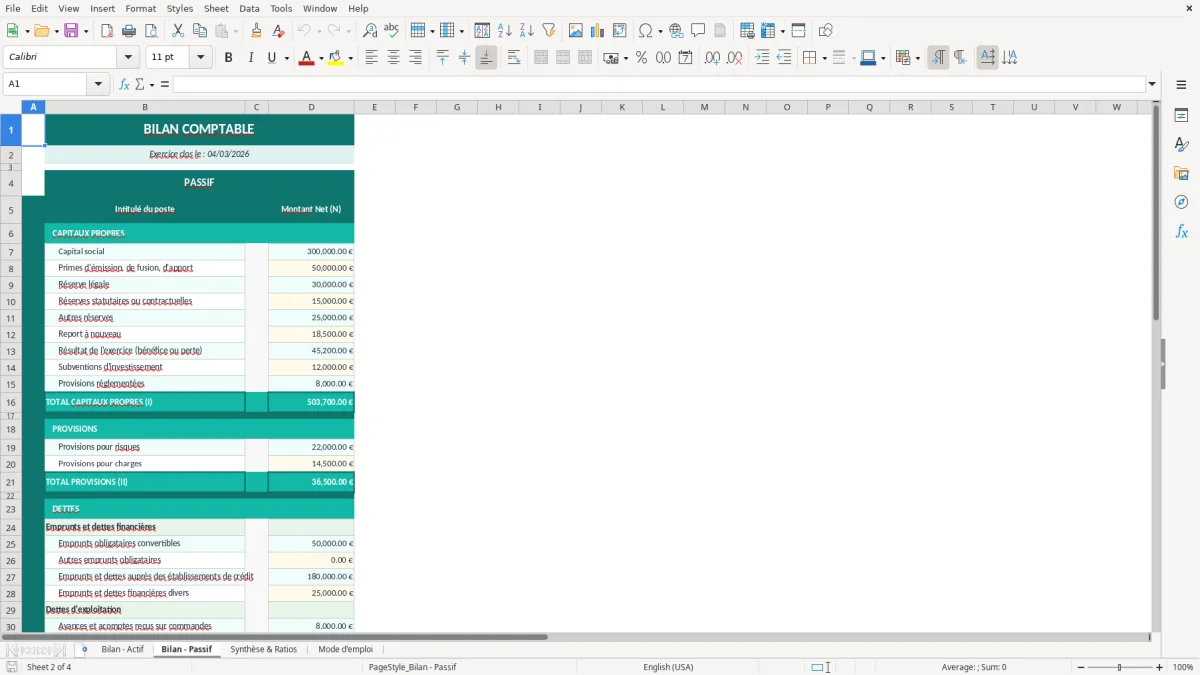 Bilan Comptable Excel - Modèle Gratuit à Télécharger (2026)