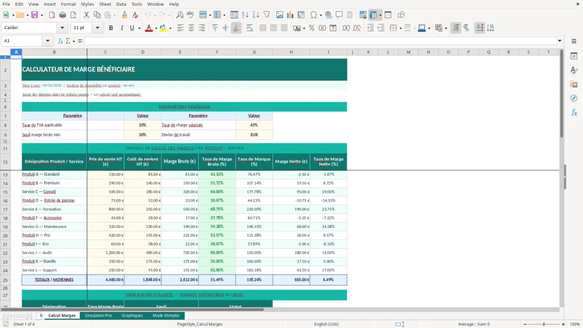 Calcul Marge Bénéficiaire Excel - Modèle Gratuit (2026)