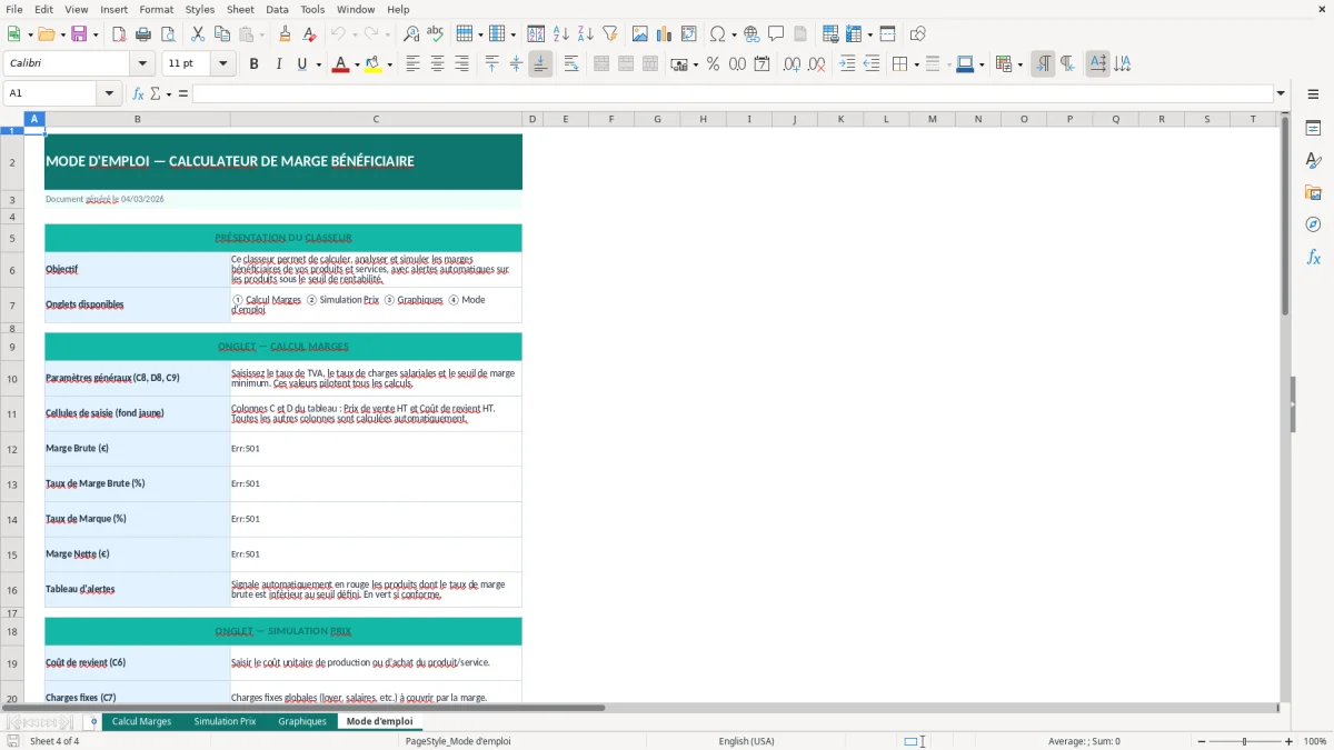 Calcul Marge Bénéficiaire Excel - Modèle Gratuit (2026)