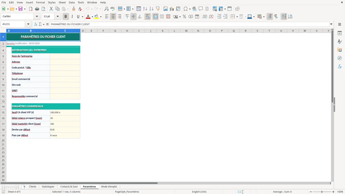 Fichier Client Excel - Modèle Gratuit à Télécharger (2026)