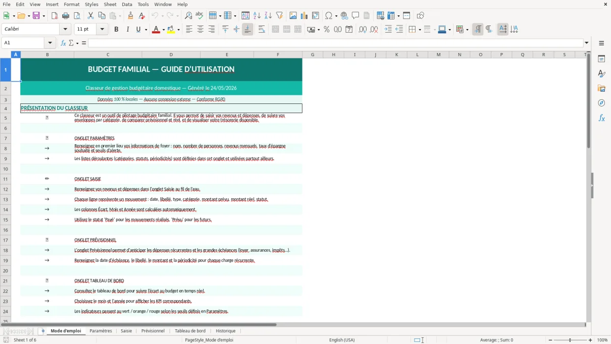 Budget Familial Excel - Modèle Gratuit (2026)