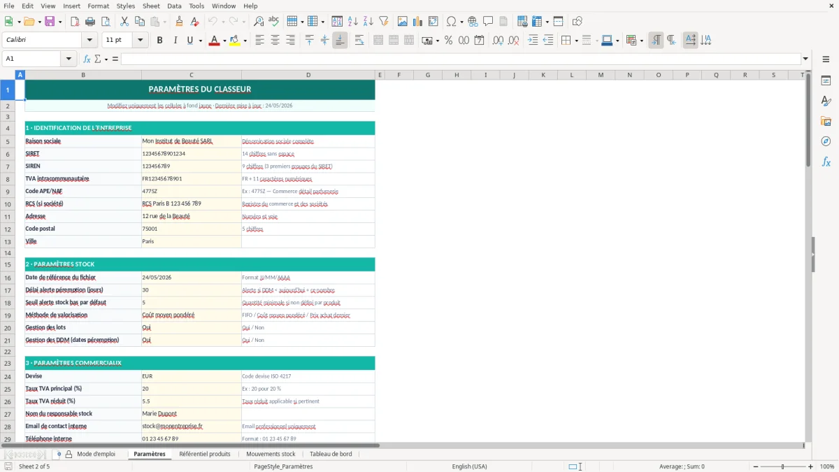 Gestion Stock Cosmétiques Excel - Modèle Gratuit (2026)