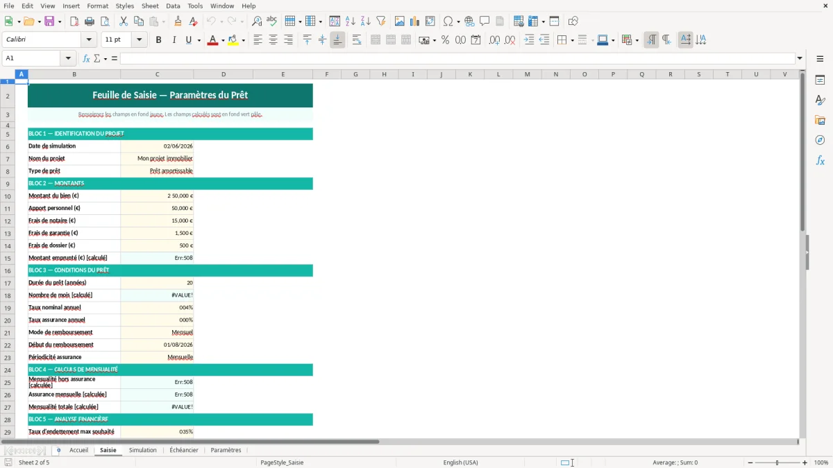 Tableau Simulation Emprunt Immobilier Excel - Modèle Gratuit (2026)